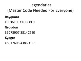 Pokemon Emerald Cheat Codes