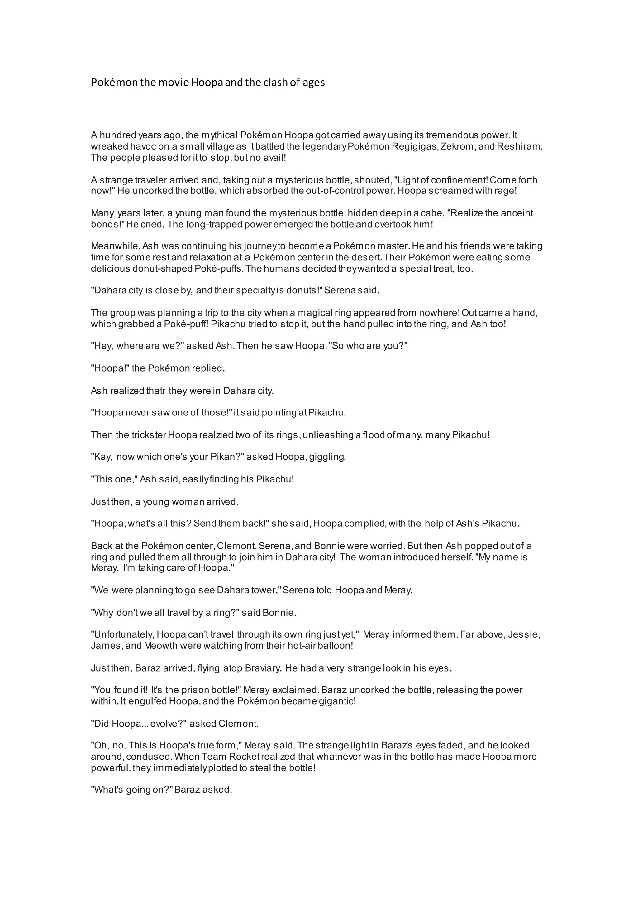 Pokémon the movie hoopa and the clash of ag20 | DOCX