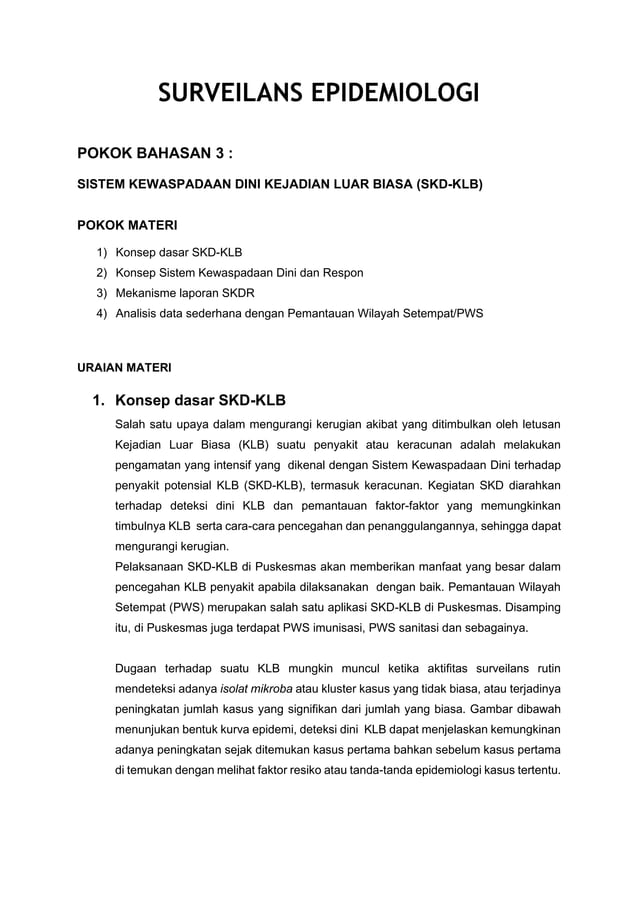 Pokok bahasan SKD KLB | PDF