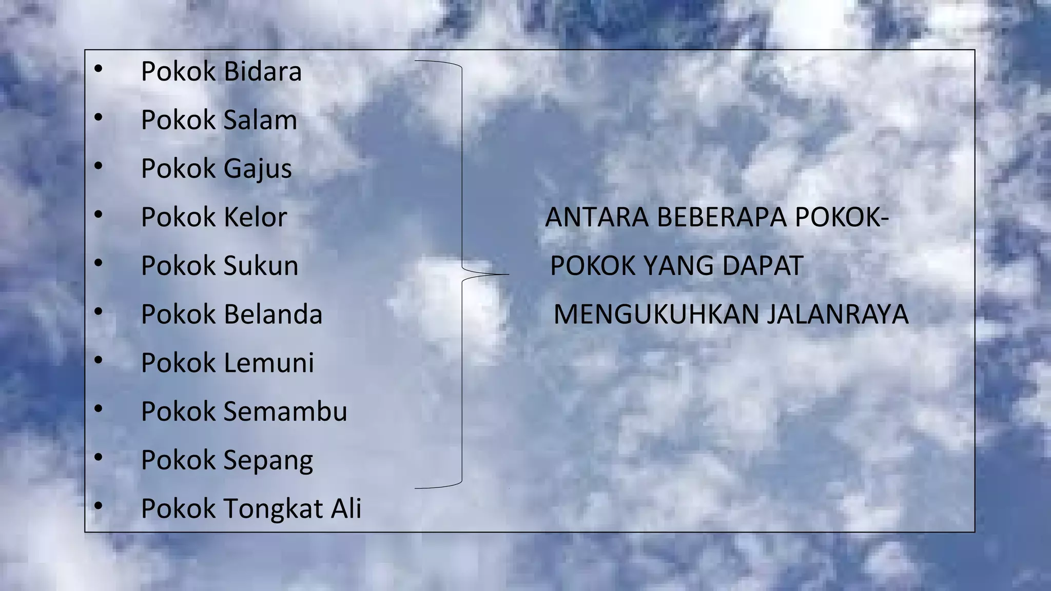 Pokok berkhasiat memperkukuhkan jalanraya | PPT