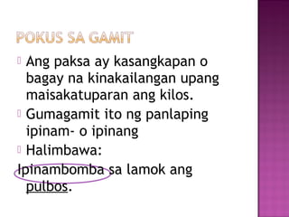 Pokus ng pandiwa sanhi at gamit | PPT