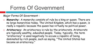 Political Science - Types of Goverment | PPTX