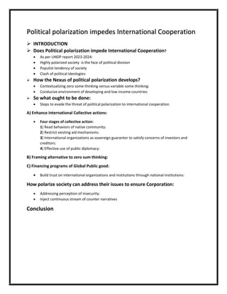 Political polarization: threat to international cooperation. | DOCX