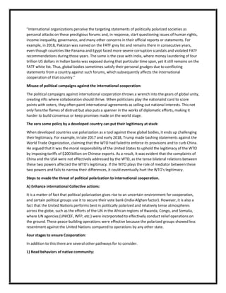 Political polarization: threat to international cooperation. | DOCX