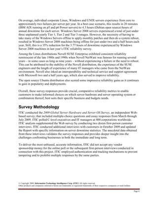 ITIC 2009 Global Server Hardware and Server OS Reliability Survey | PDF