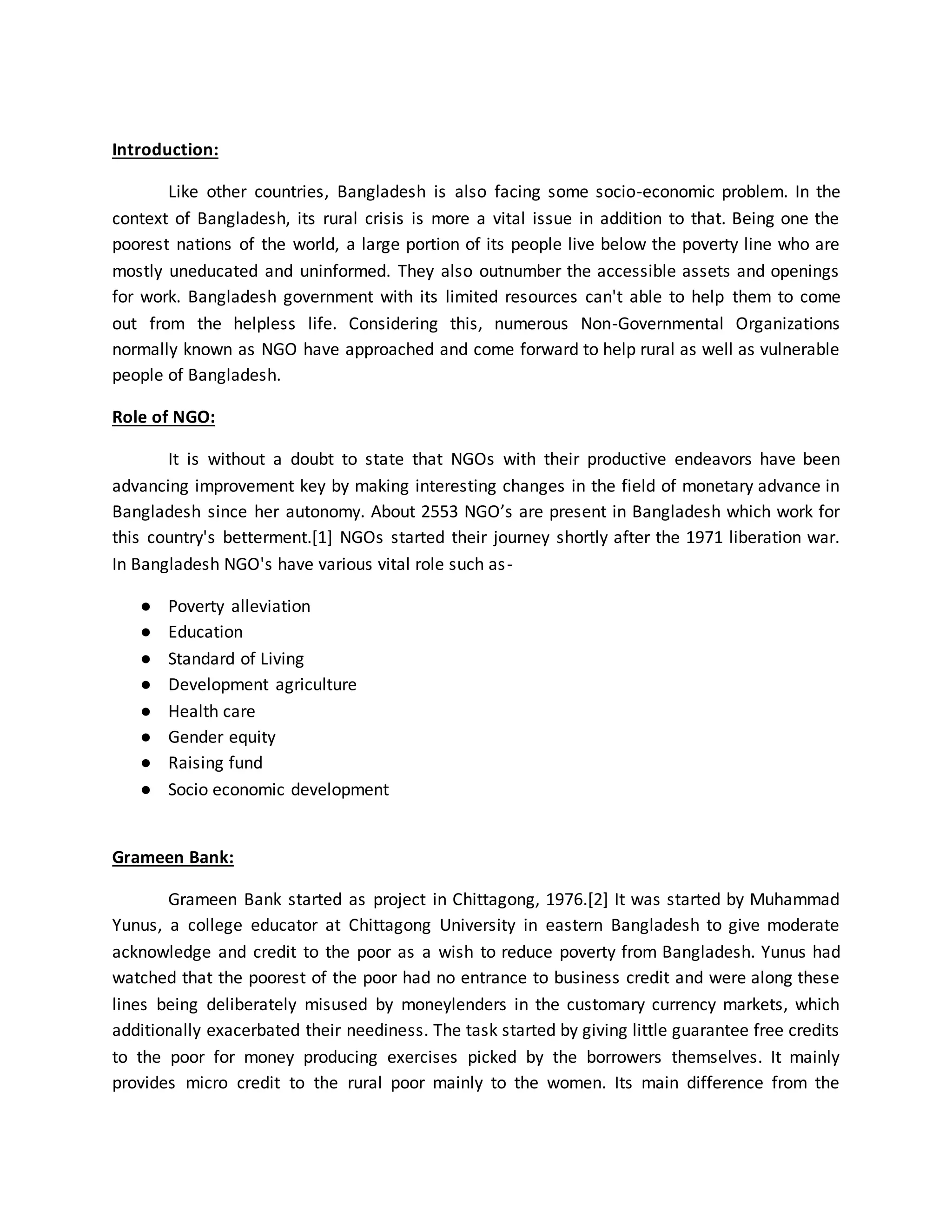 Assignment on The Role of NGOs on Poverty Alleviation in Bangladesh ...