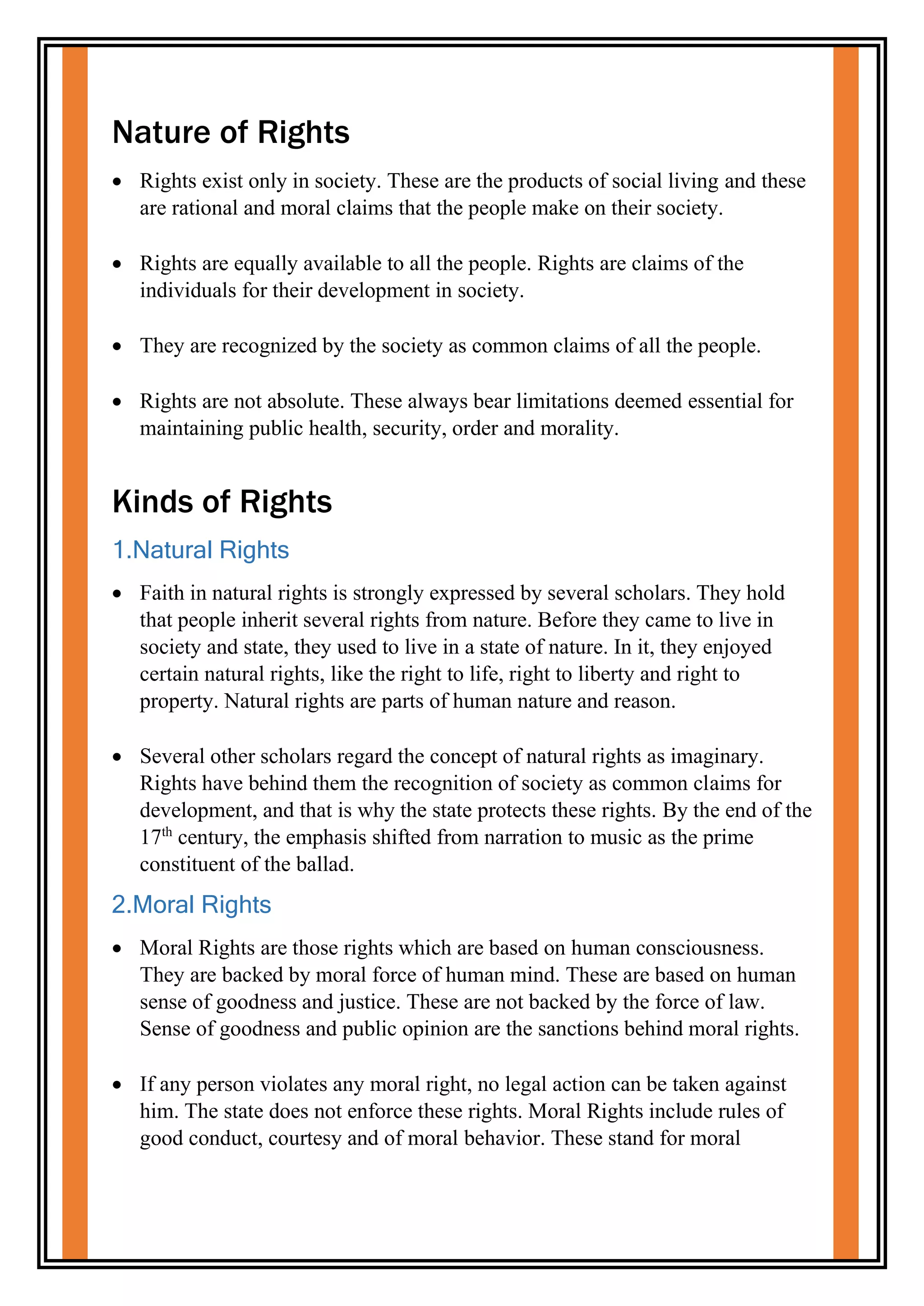 Meaning and Concept of Rights | PDF