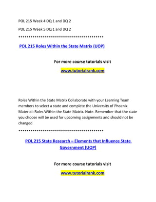 POL 215 Inspiring Innovation / tutorialrank.com