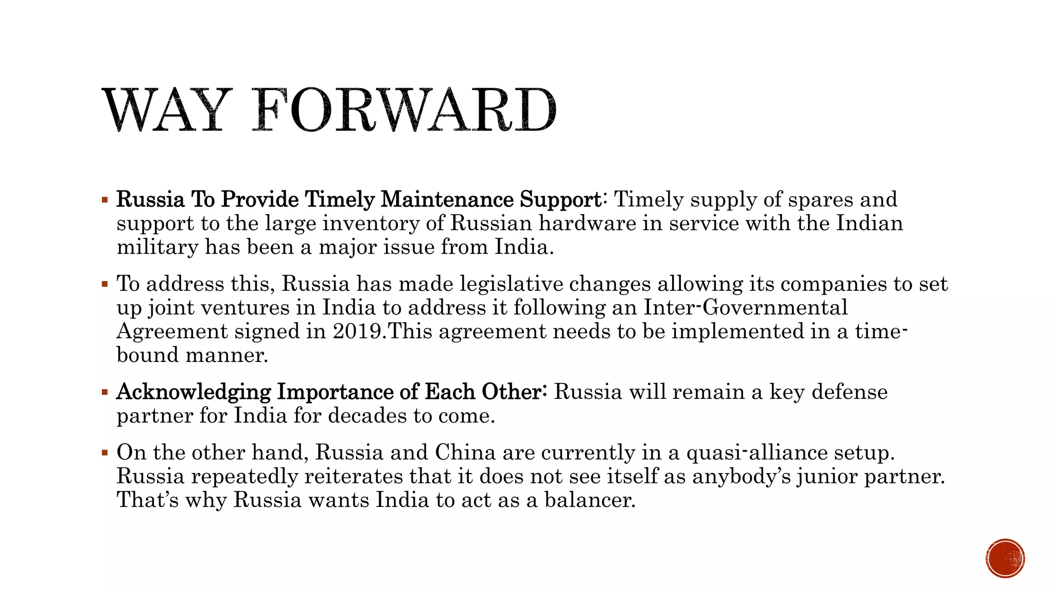 Aspects of India-Russia Bilateral Relations | PPTX