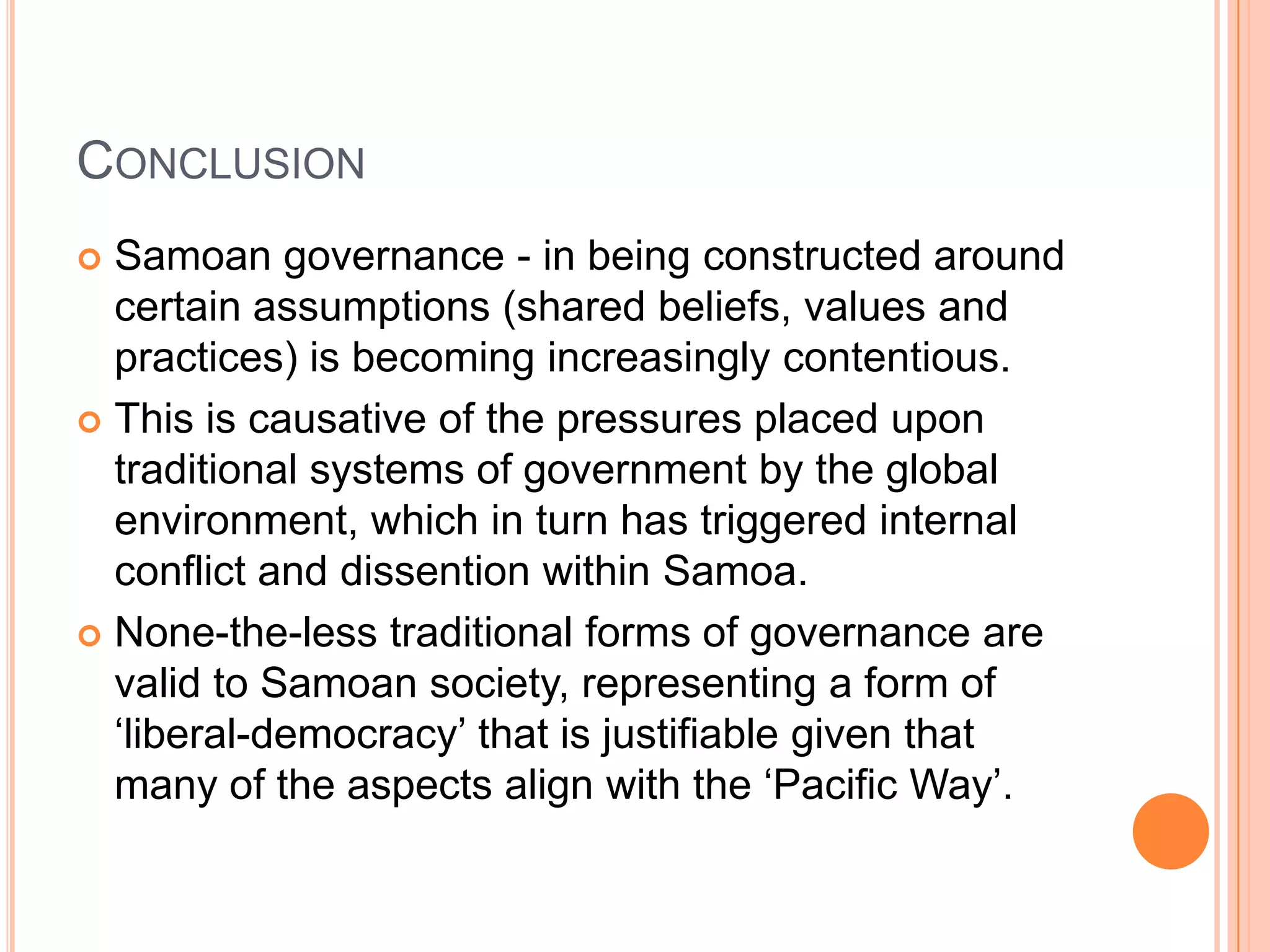 Pol317 samoa presentation | PPTX | Civic affairs | Politics
