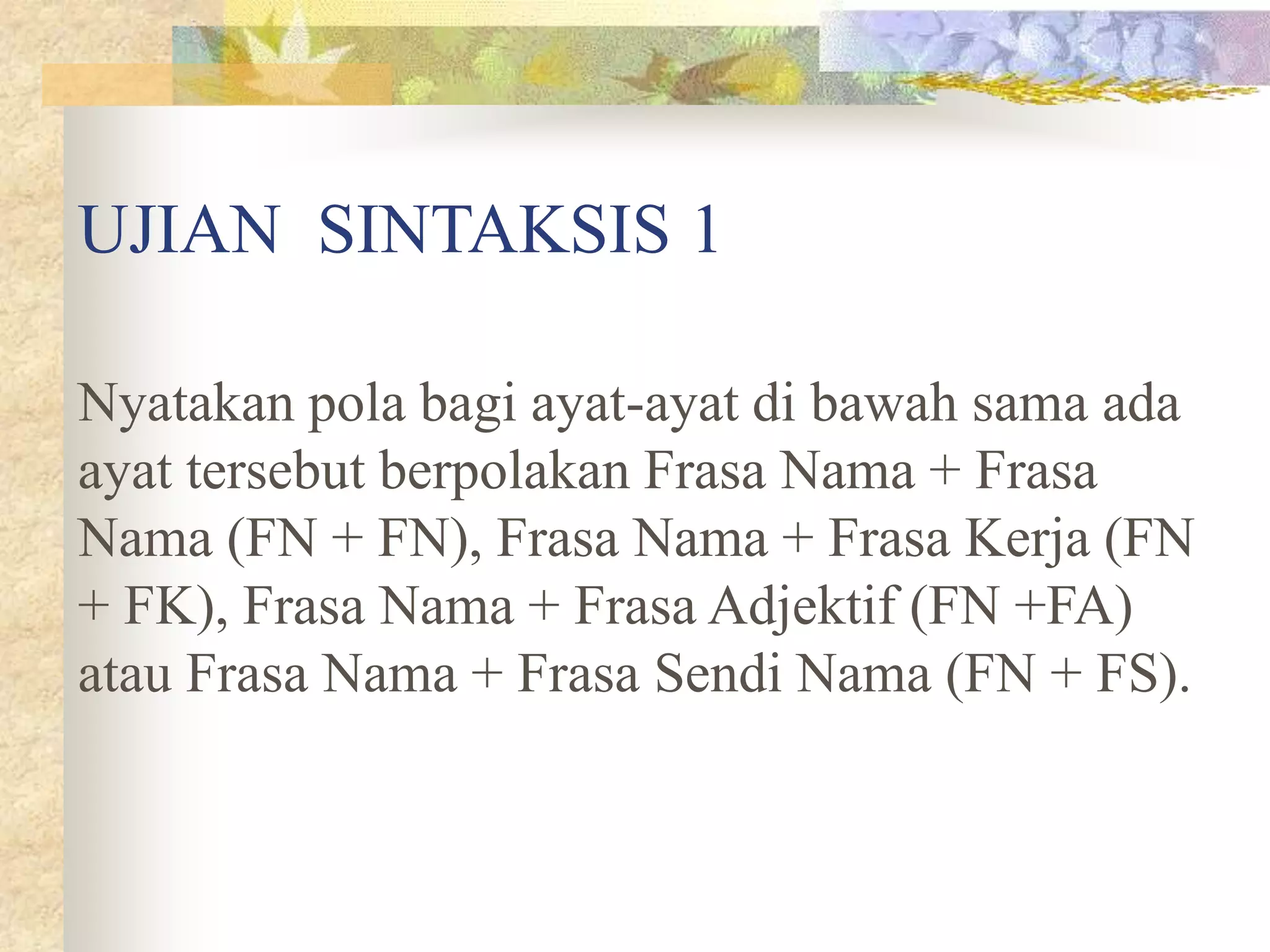 Pola ayat dasar | PPT