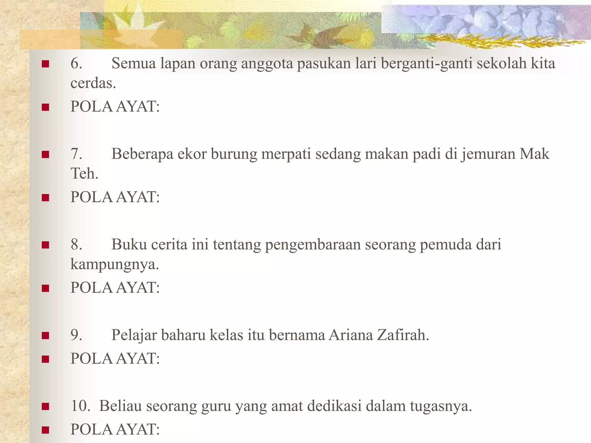 Pola ayat dasar | PPT