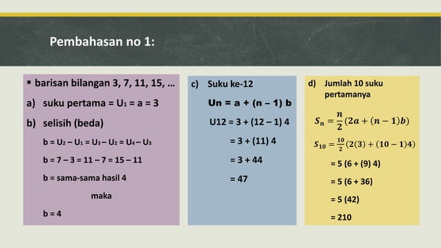 POLA BILANGAN (BARISAN ARITMATIKA & DERET ARITMATIKA) | PPTX
