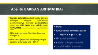 POLA BILANGAN (BARISAN ARITMATIKA & DERET ARITMATIKA) | PPTX