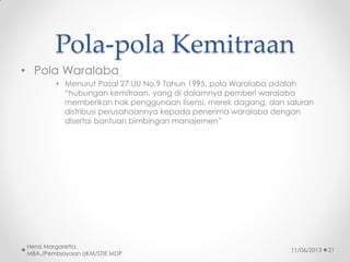 Pola Kemitraan usaha mikro kecil dan menengah | PDF