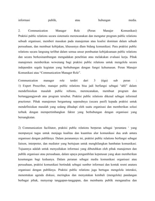 Pola kerja public relation di zaman teknologi informasi | PDF