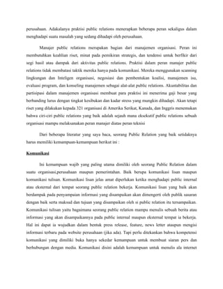 Pola kerja public relation di zaman teknologi informasi | PDF