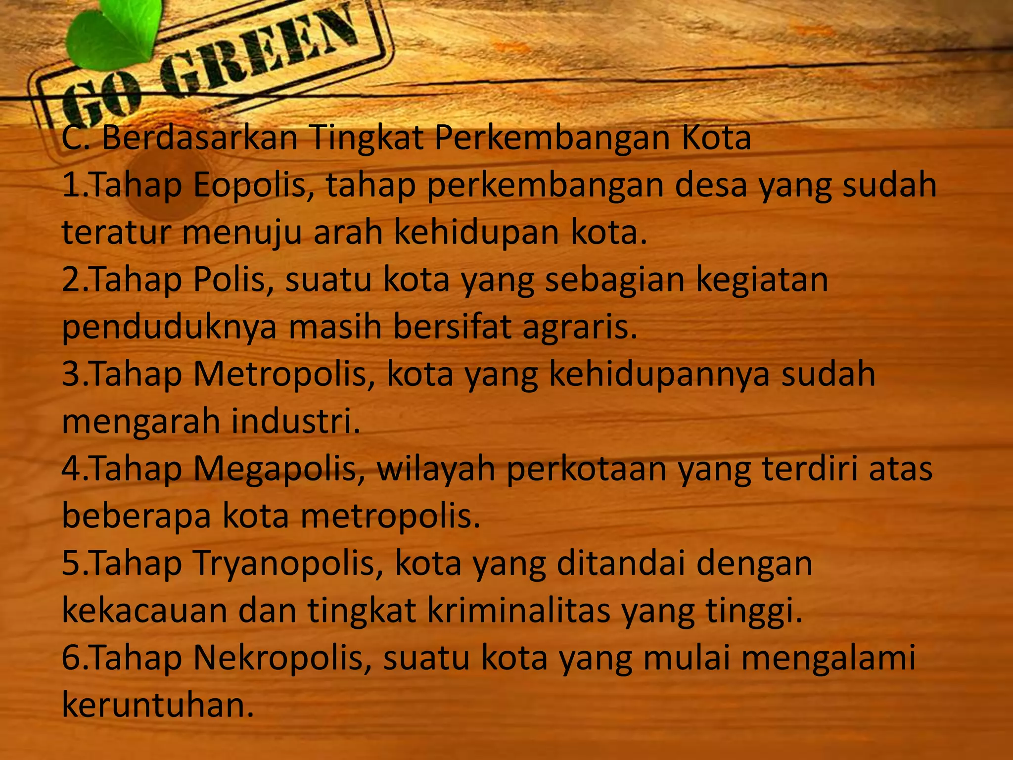 Pola keruangan kota Geografi Kelas XII | PPTX