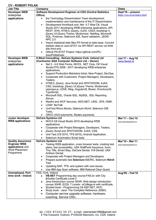 Polak robert cv - 2018-4 short | PDF
