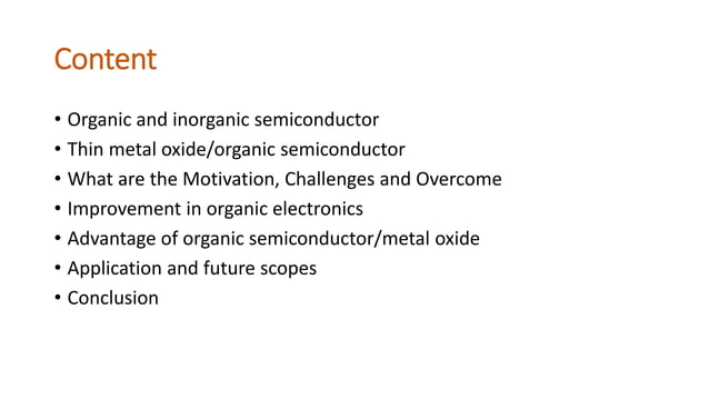 Organic Semiconductor | PPTX | Chemistry | Science