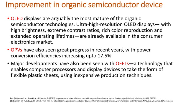 Organic Semiconductor | PPTX | Chemistry | Science