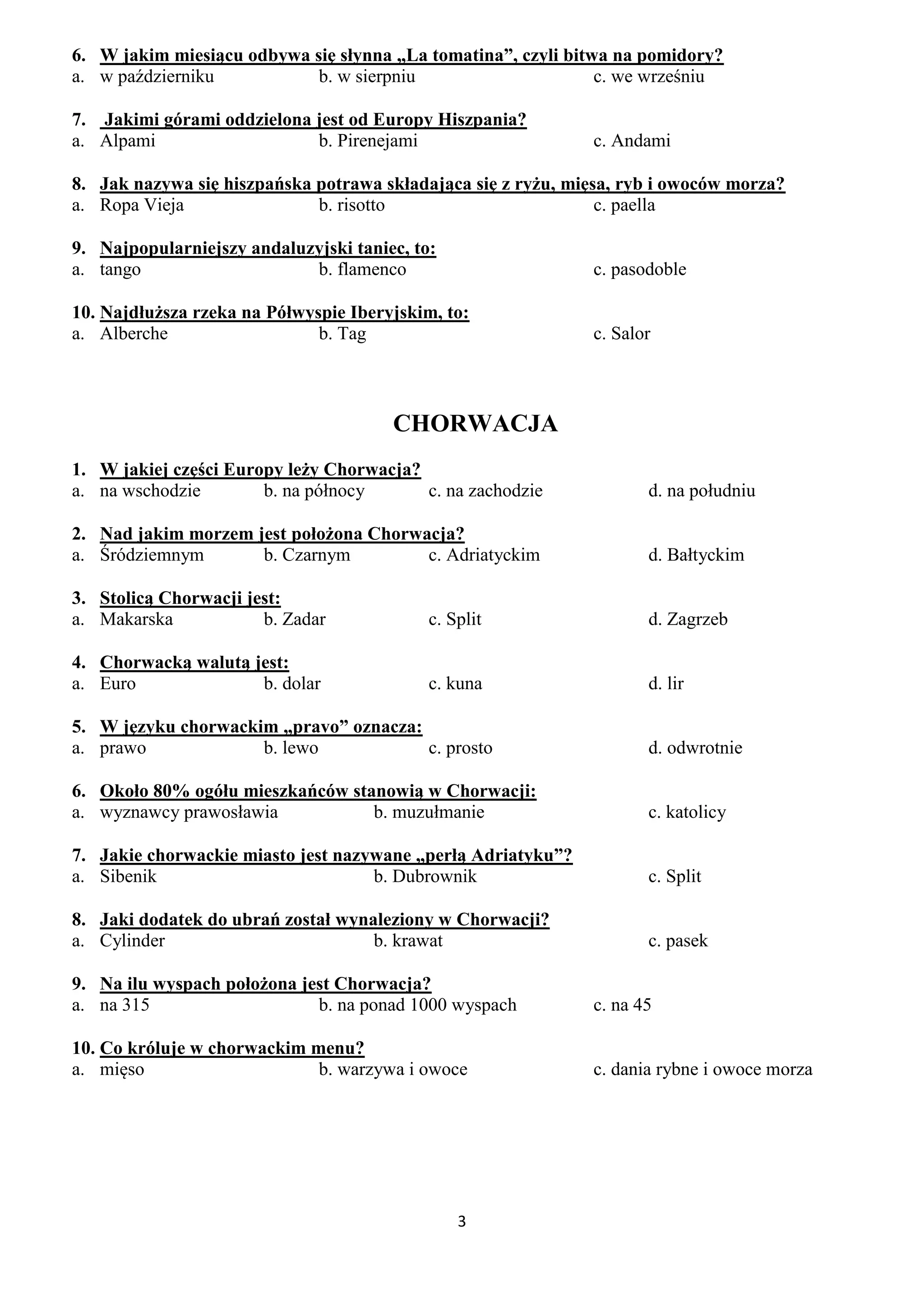 Poland quiz on partner countries | PDF