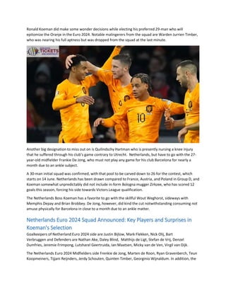 Poland Vs Netherlands Netherlands announce squad for UEFA Euro 2024.docx