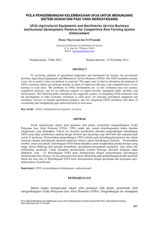 Pola pengembangan kelembagaan upja untuk menunjang | PDF