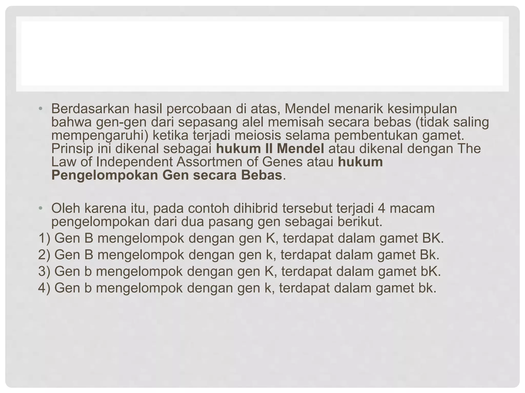 POLA PEWARISAN SIFAT HUKUM MENDEL | PPTX