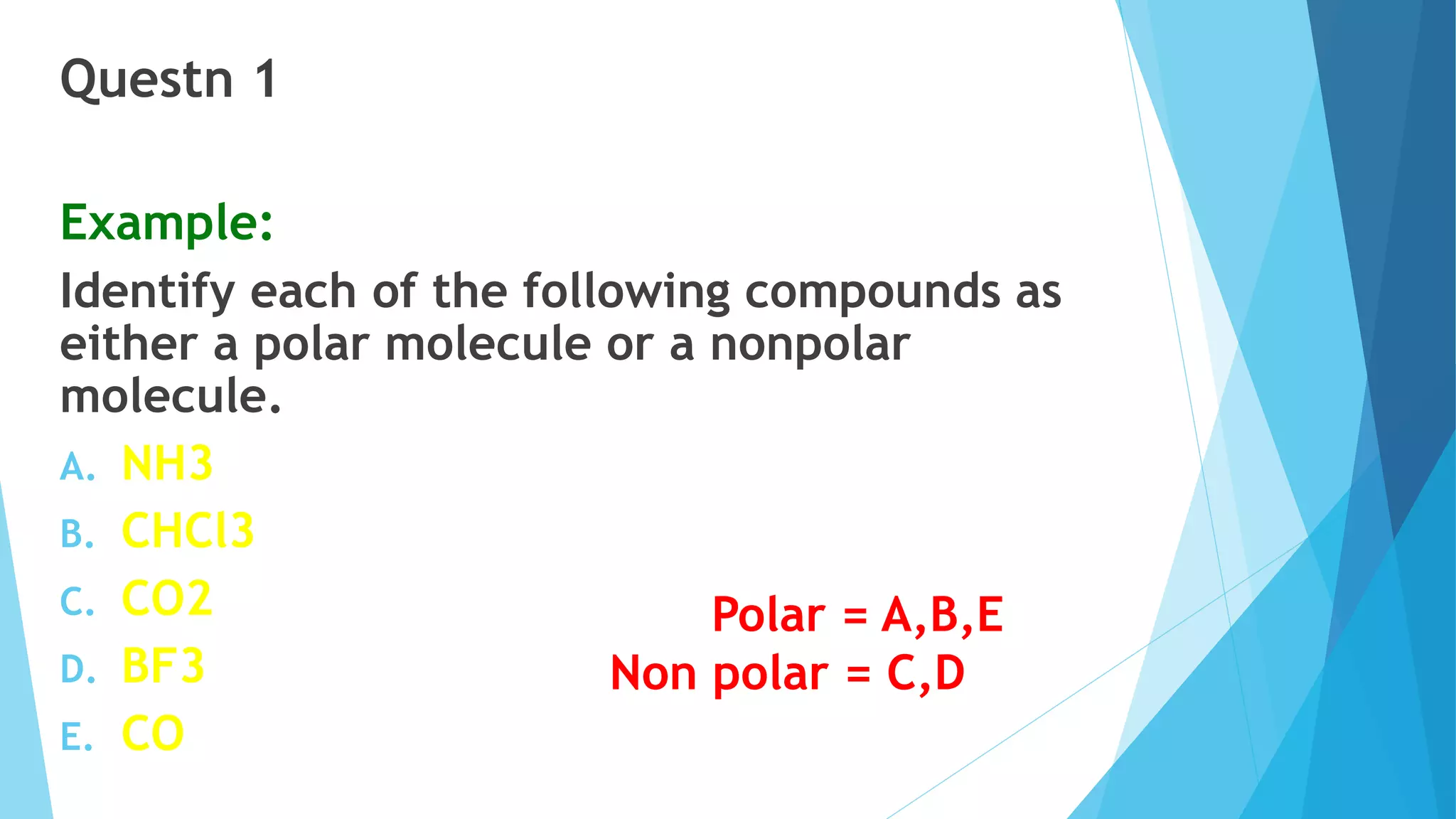 Polar and non polar compounds and dipole moment - PPT | PPTX