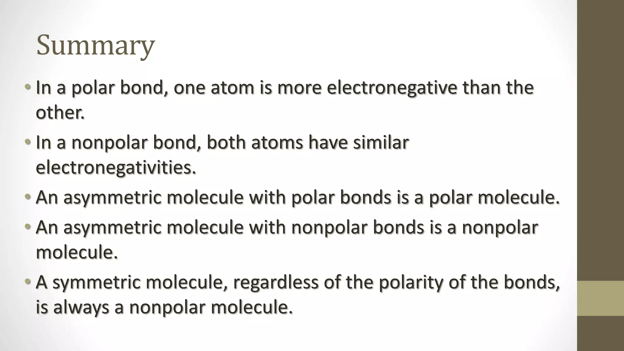 Polar and nonpolar bonds and polar molecules | PPTX