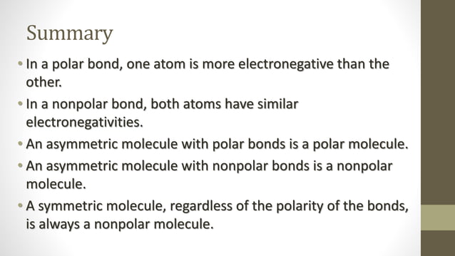 Polar and nonpolar bonds and polar molecules | PPTX | Chemistry | Science