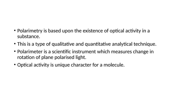 POLARIMETRY CIRCULAR DICHORISM POLARIMETERpptx | PPT