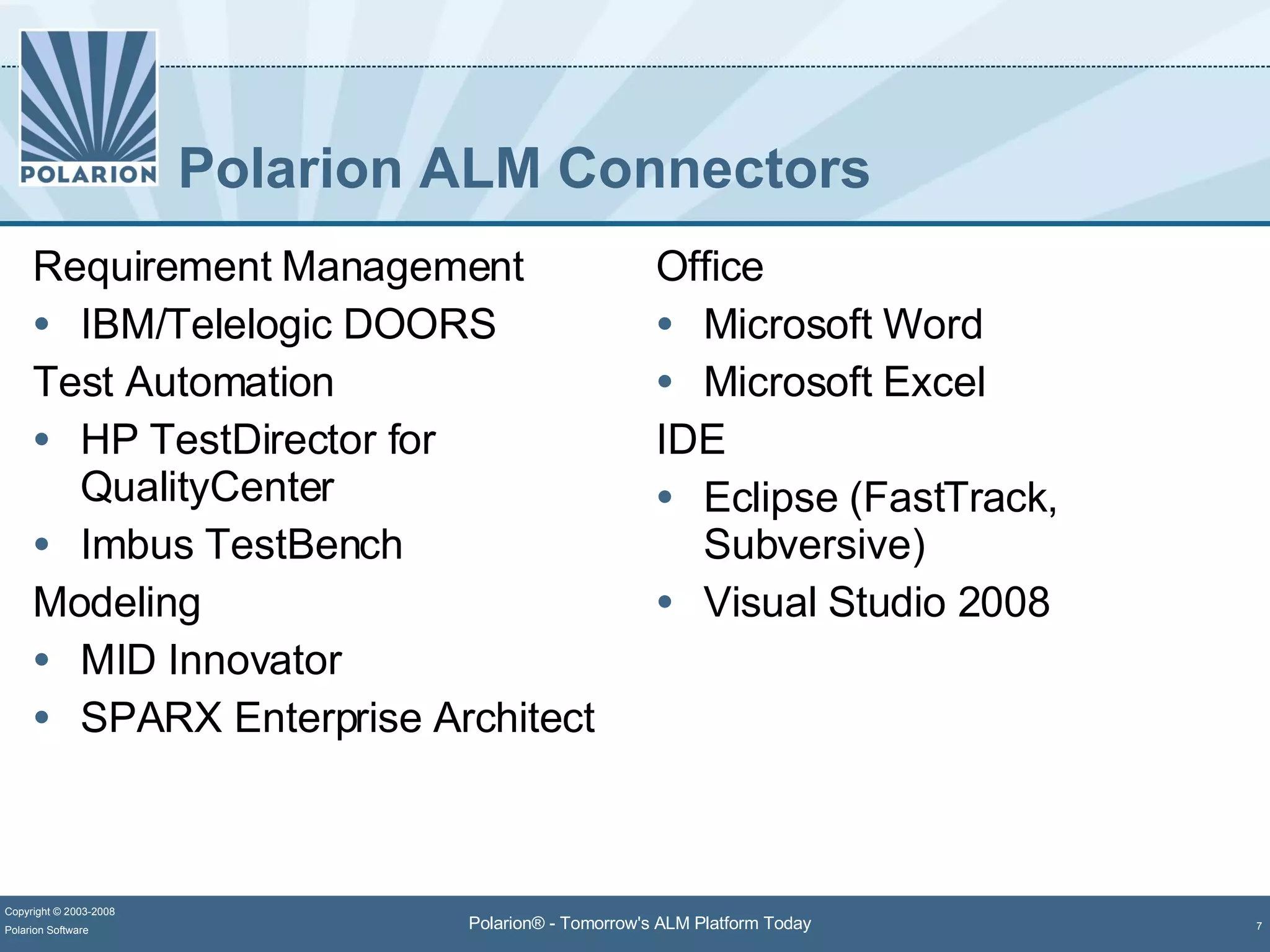 Polarion Tomorrows ALM Platform Today | PPT