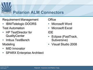 Polarion Tomorrows ALM Platform Today | PPT