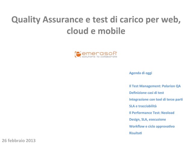 Polarion Neoload emerasoft webinar | PPT