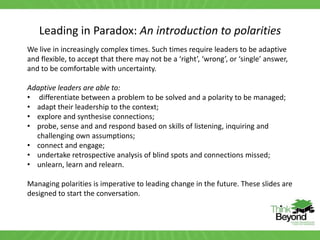 Leading in Paradox: An introduction to polarities | PPTX