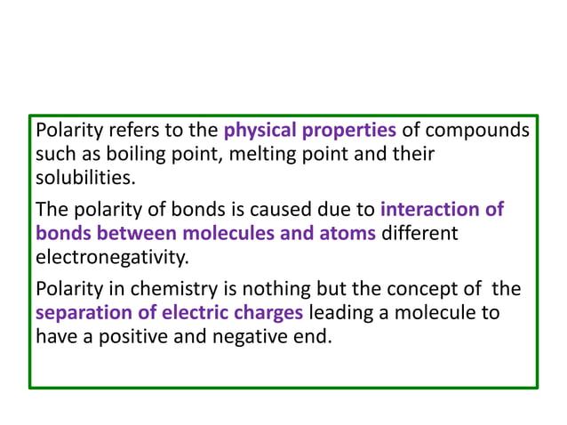 Polarity and Intermolecular forces | PPTX | Chemistry | Science