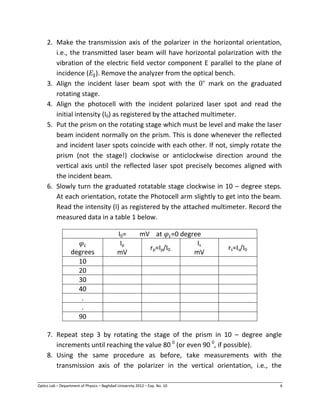 Polarization by reflection at a dielectric and verifying fresnel’s ...