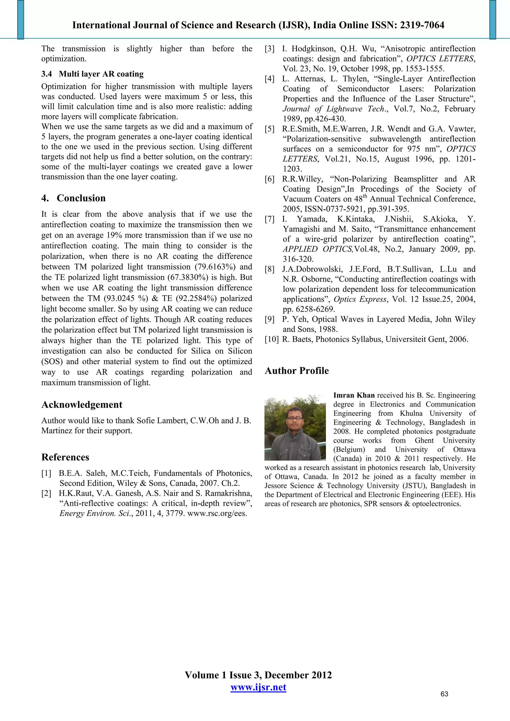 Polarization Effect Of Antireflection Coating For Soi Material System Pdf
