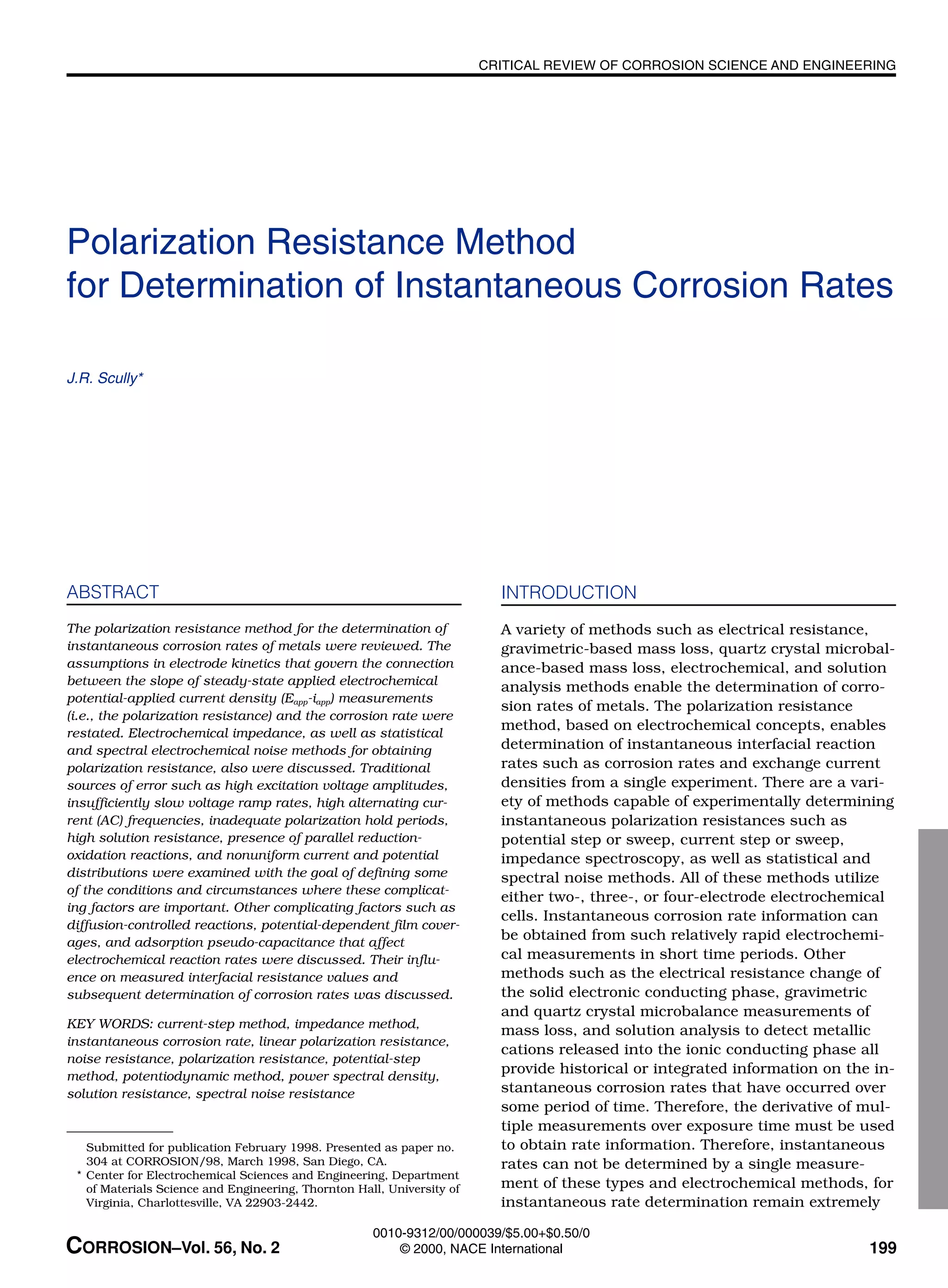 Polarization resistance method | PDF