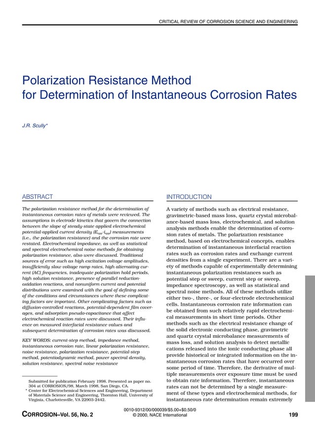 Polarization resistance method | PDF