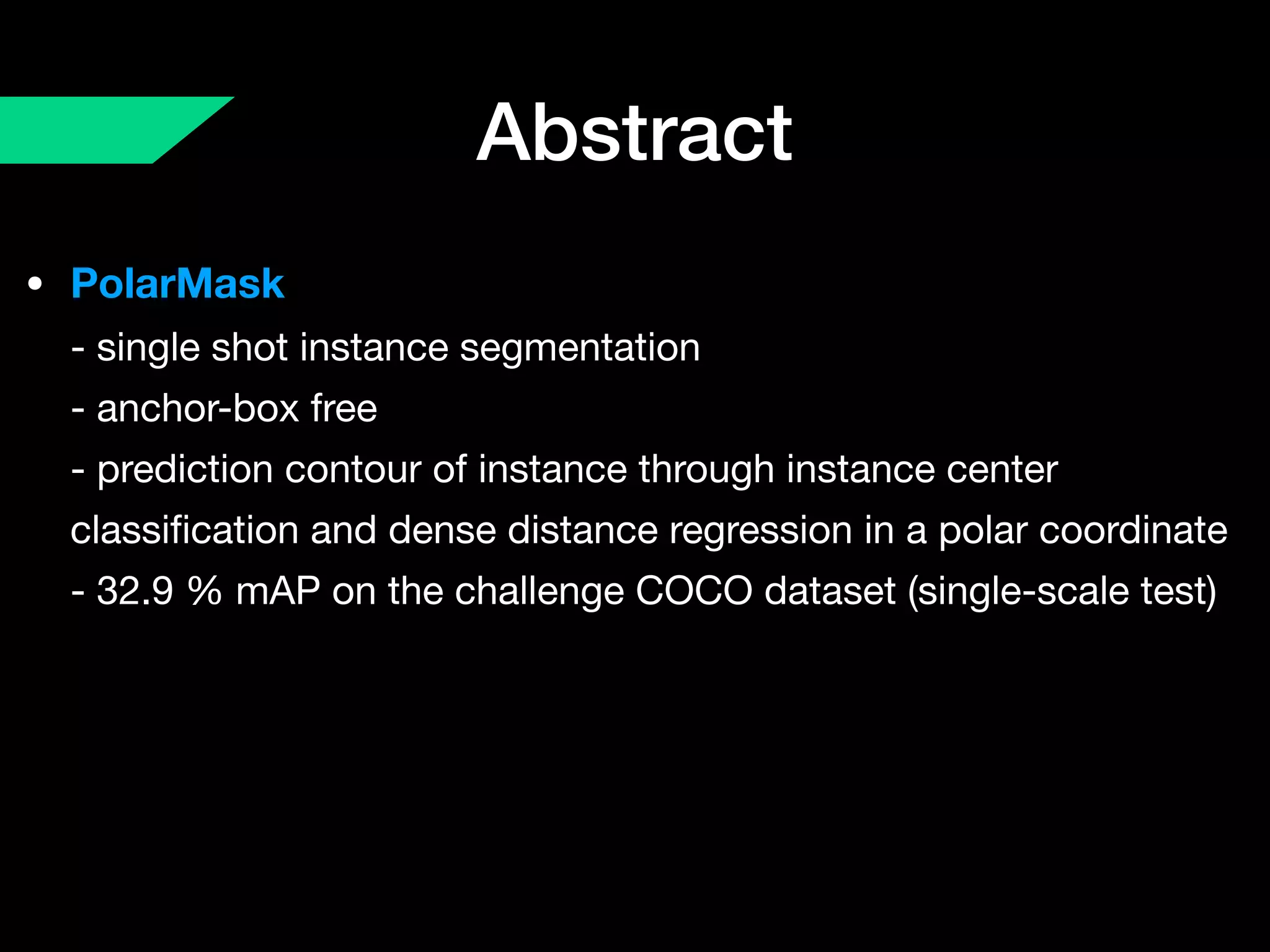 Review : PolarMask: Single Shot Instance Segmentation with Polar Representation [CDM] | PPT