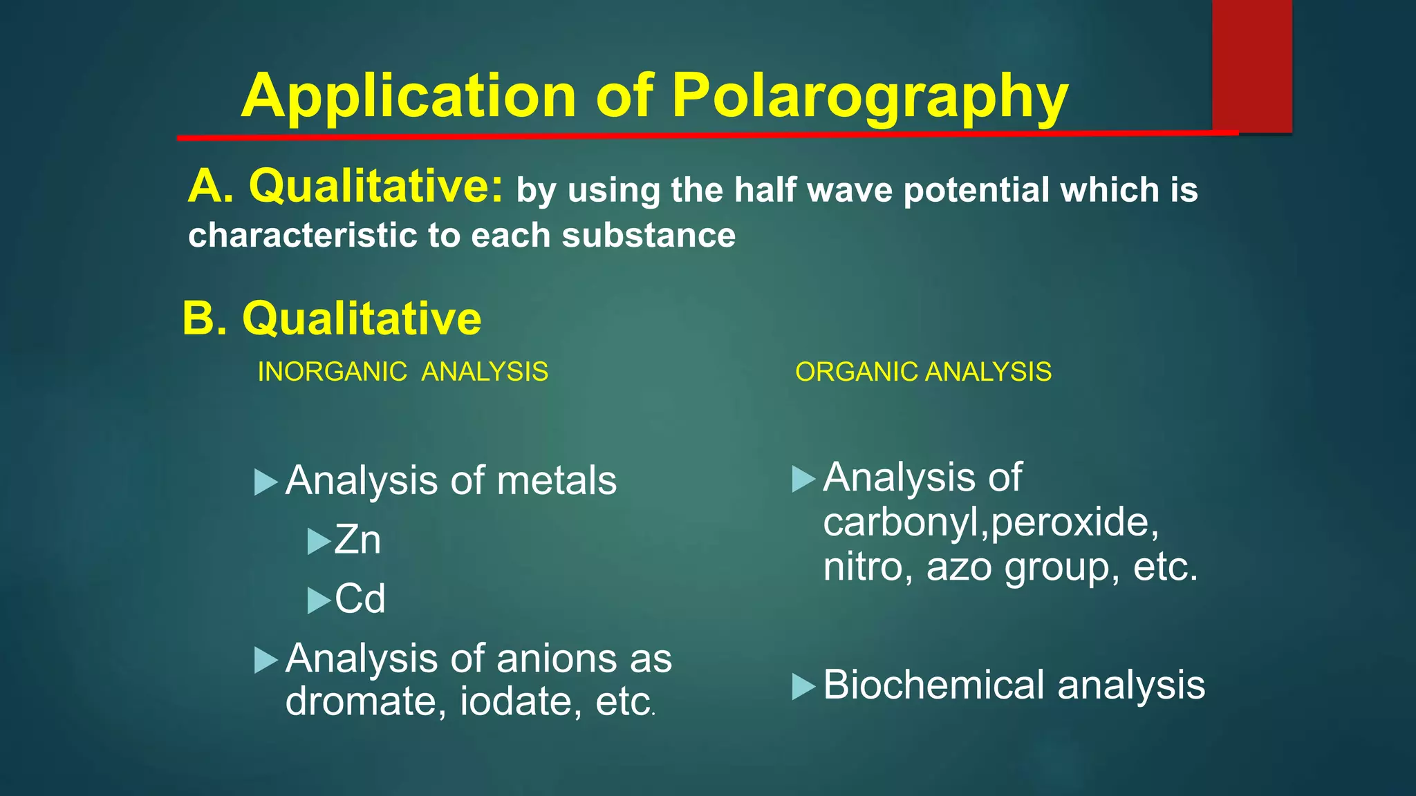 Polarography- Pharmaceutical Analysis | PPTX