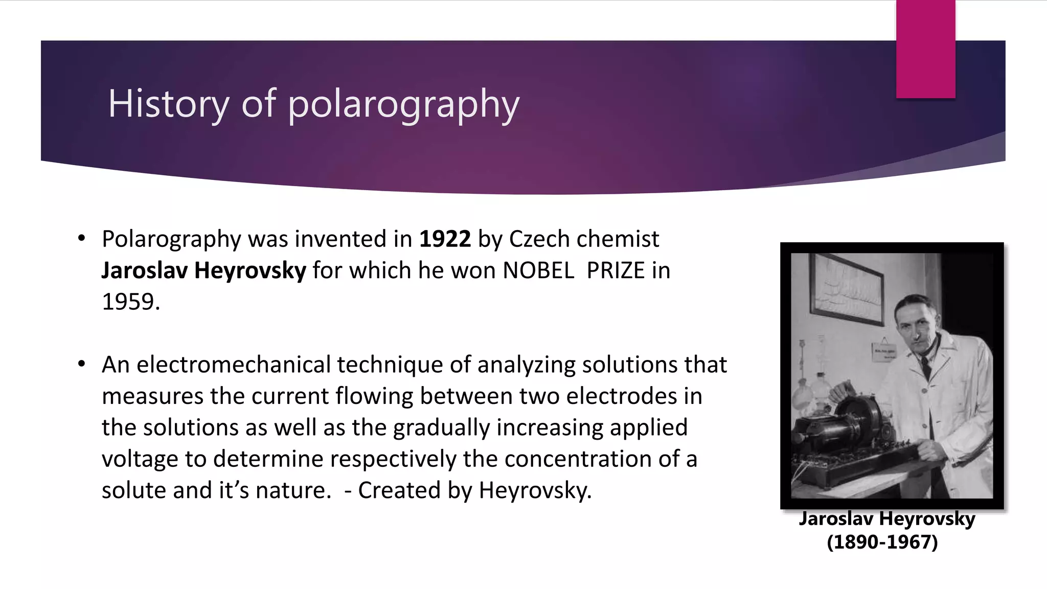 Polarography principle and instrumentation | PPTX