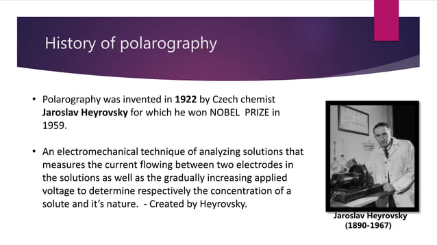 Polarography principle and instrumentation | PPTX
