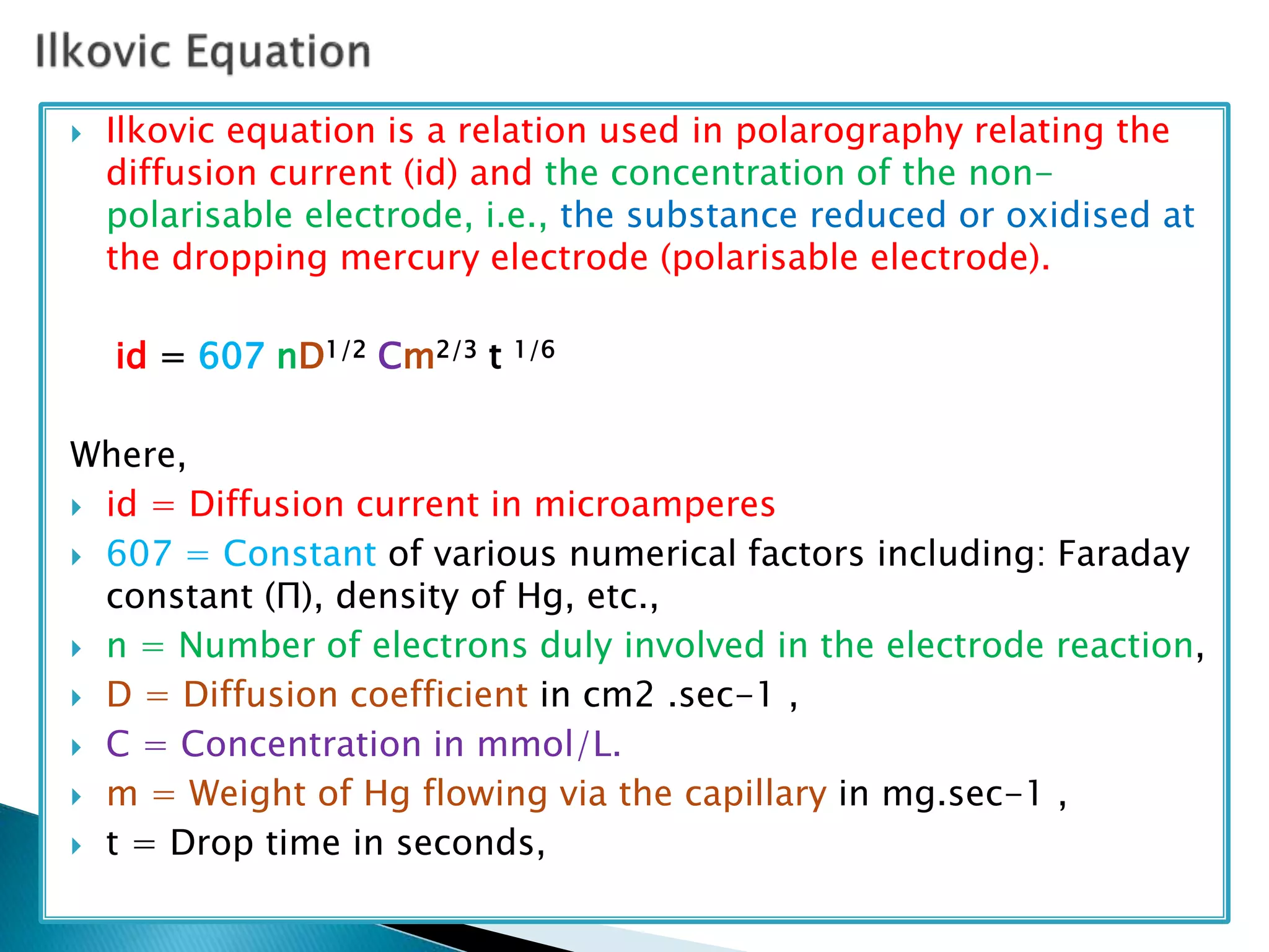 Polarography Principle, instrumentation, Applications.pptx