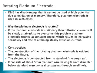 Polarography Principle, instrumentation, Applications.pptx