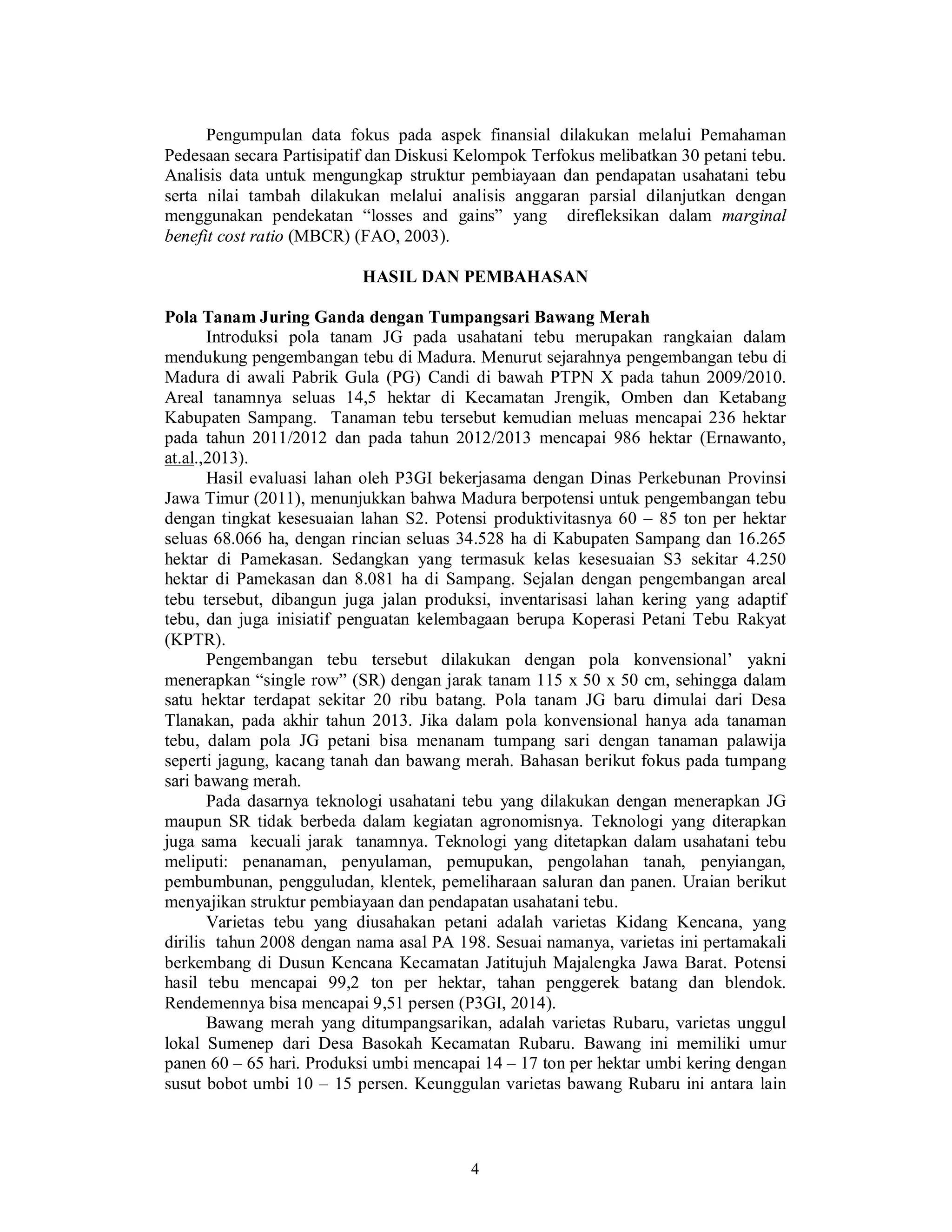 Pola tanam juring ganda pada tebu | PDF