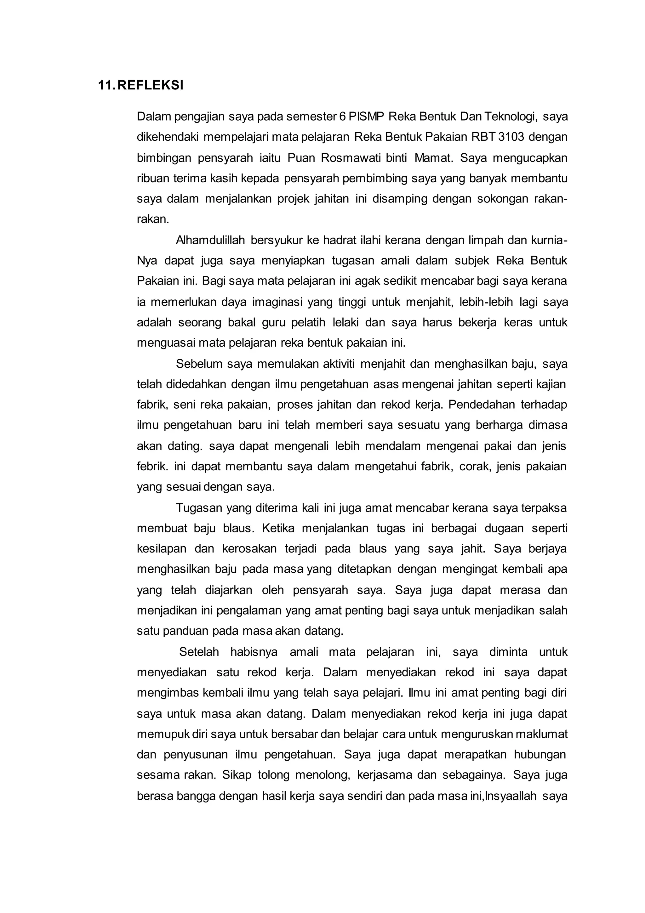 rekod kerja jahitan | DOCX